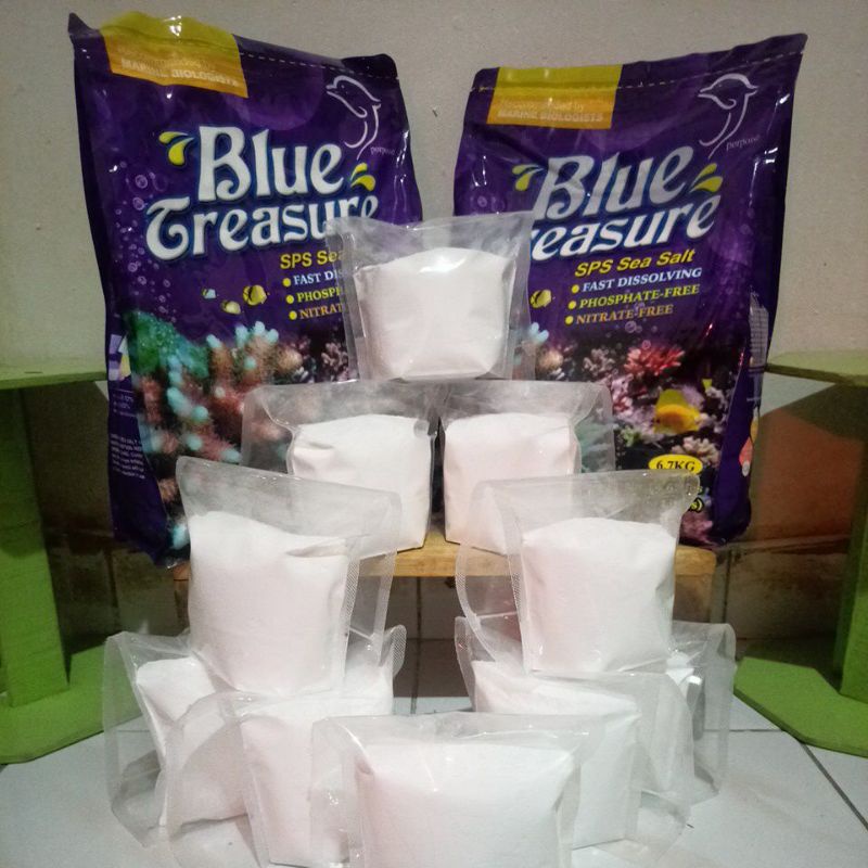 Jual Blue Treasure salt 675 Gram Takaran ( Pas 19 liter air / 1 Galon ...