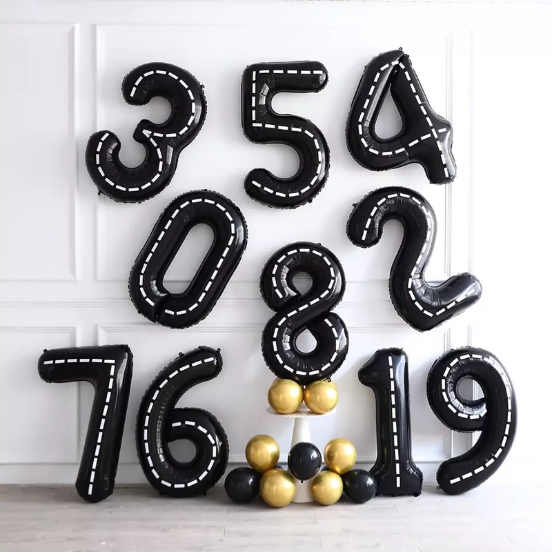Jual BALON ANGKA HITAM RACING 80cm (Cara Pasang Stripes ada di ...