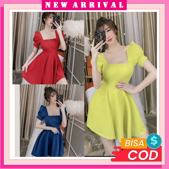 Jual Dress Wanita Terbaru Dres Dewasa Korean Cewek Pendek Simple Elegan Elegant Natalan Party ...