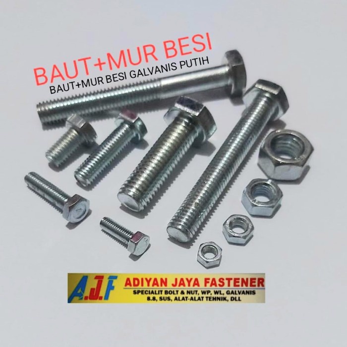Jual BAUT+MUR HEXAGON / DRAT BAUT KUNCI-17 10X80 p.1,50 GALVANIS PUTIH | Shopee Indonesia