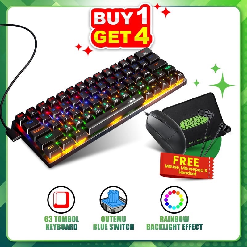 Jual ROBOT KB20 KEYBOARD WIRED MECHANICAL KB20 BLUE SWITCH PORT USB C ...