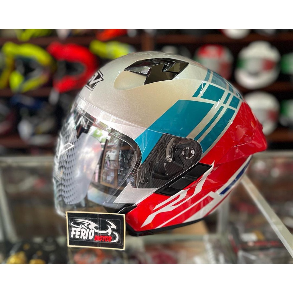 Jual HELM HALFACE HELM RSV SV300 MOTIF R1 DOUBLE VISOR SNI DOT | Shopee ...