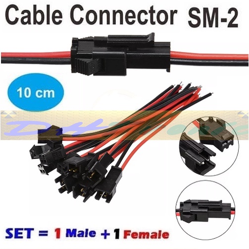 Jual Soket Terminal Kabel Male Female Connector 2 Pin 2 Jalur Socket ...
