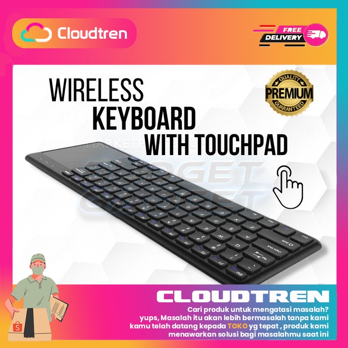 Jual Zienstar Keyboard Wireless + Touchpad Sentuh Trackpad - E34 ...