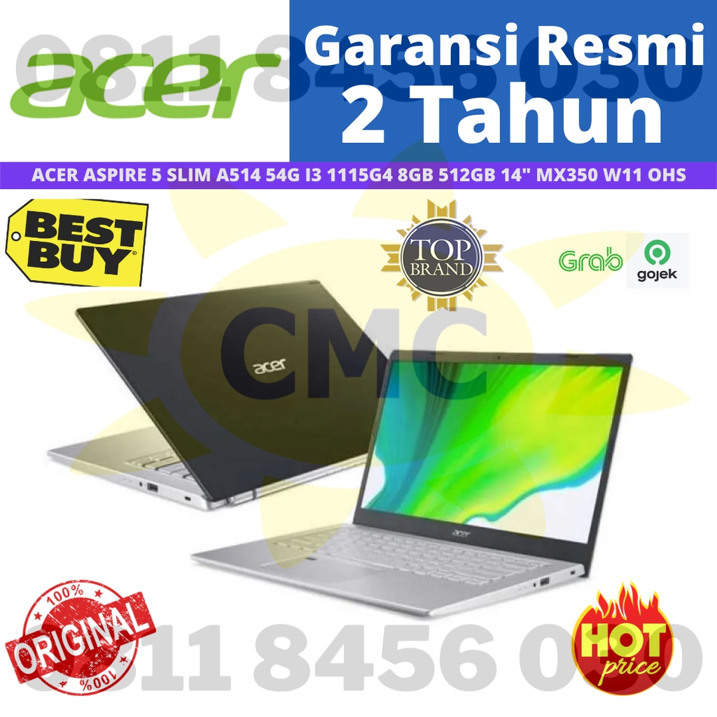 Jual ACER ASPIRE 5 SLIM A514 54G i3 1115G4 8GB 512GB MX350 2GB 14 W11 OHS | Shopee Indonesia