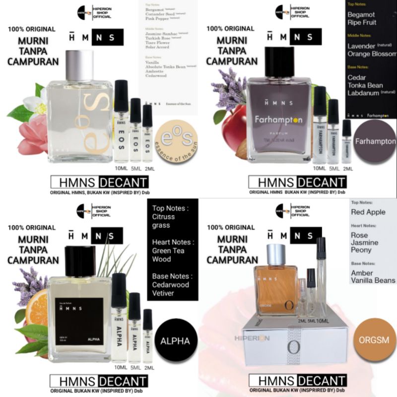 Jual HMNS PARFUME ORGASM - ALPHA - EoS - Farhampton DECANT Travel Size ...