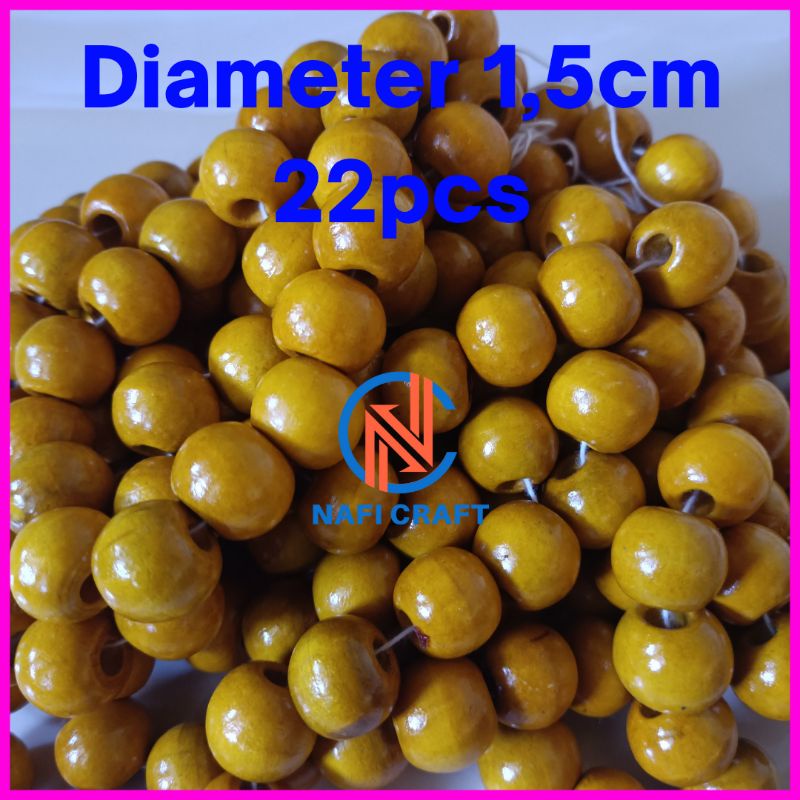Jual manik bulat kayu 15mm bahan kerajinan macrame | monte kayu bulat ...