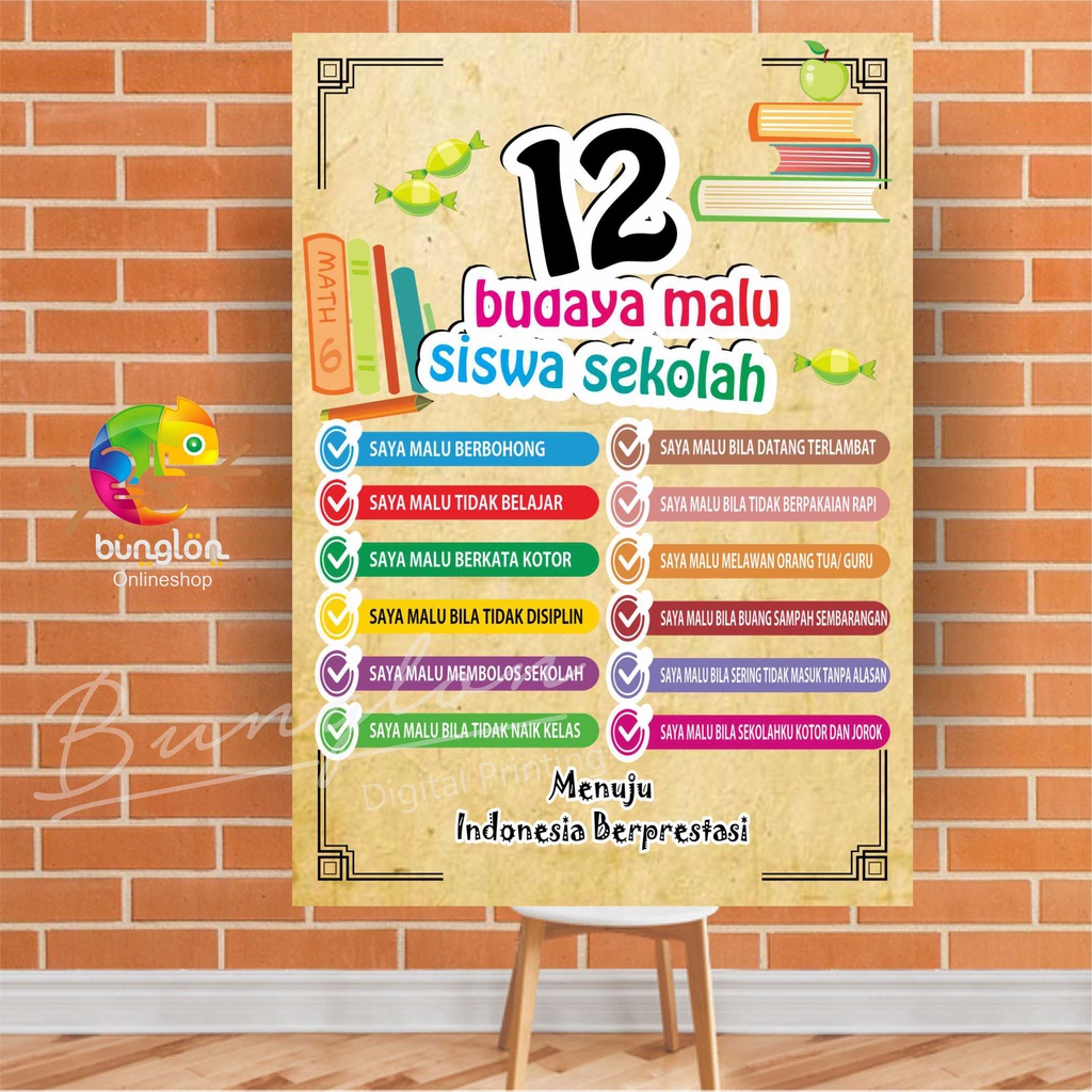 Jual Poster Budaya malu Guru, Kode Etik Guru, 5S, Budaya Malu Siswa ...