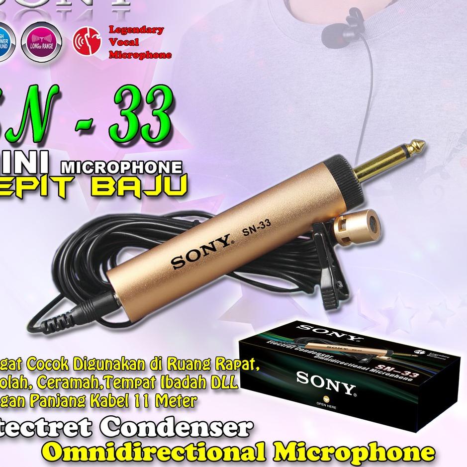 Jual Rekomendasi Mic Jepit Baju SONY SN 33 / Mic Jepit SN-33 / Microphone Condensor Clip On AW ...