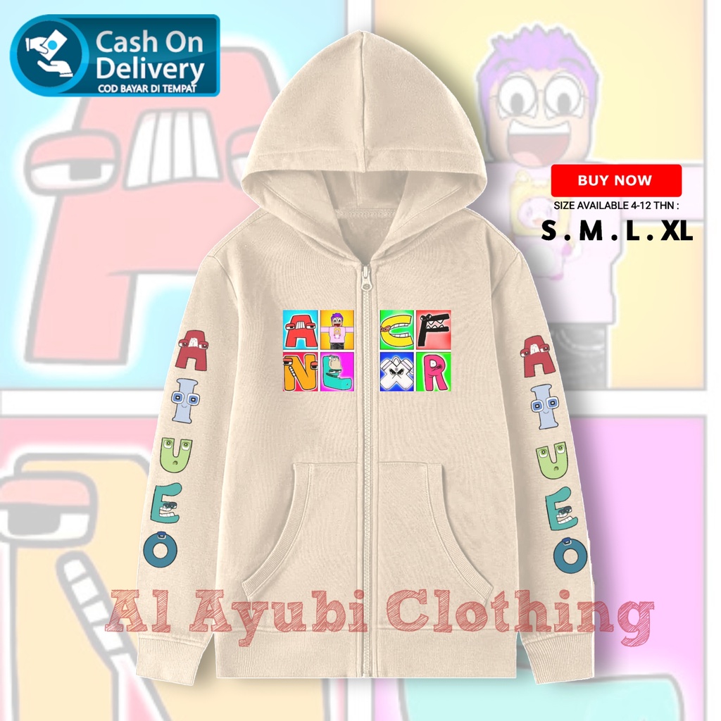 Jual Jaket Zipper Anak Alphabet Lore AIUEO / Hoodie Anak Alphabet Lore ...