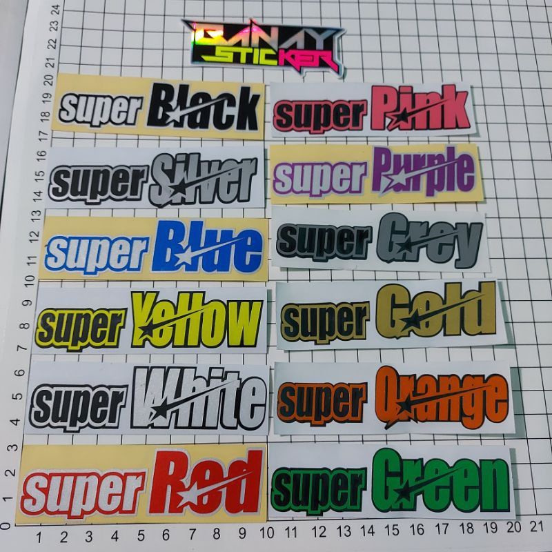 Jual Stiker Super Black Super Blue Super Red Super White Sticker ...