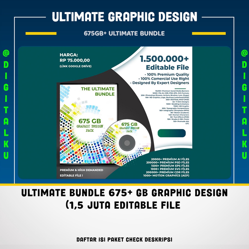 Jual 675+ GB Ultimate Graphic Design Bundle (1,5 Juta Editable File) | Shopee Indonesia