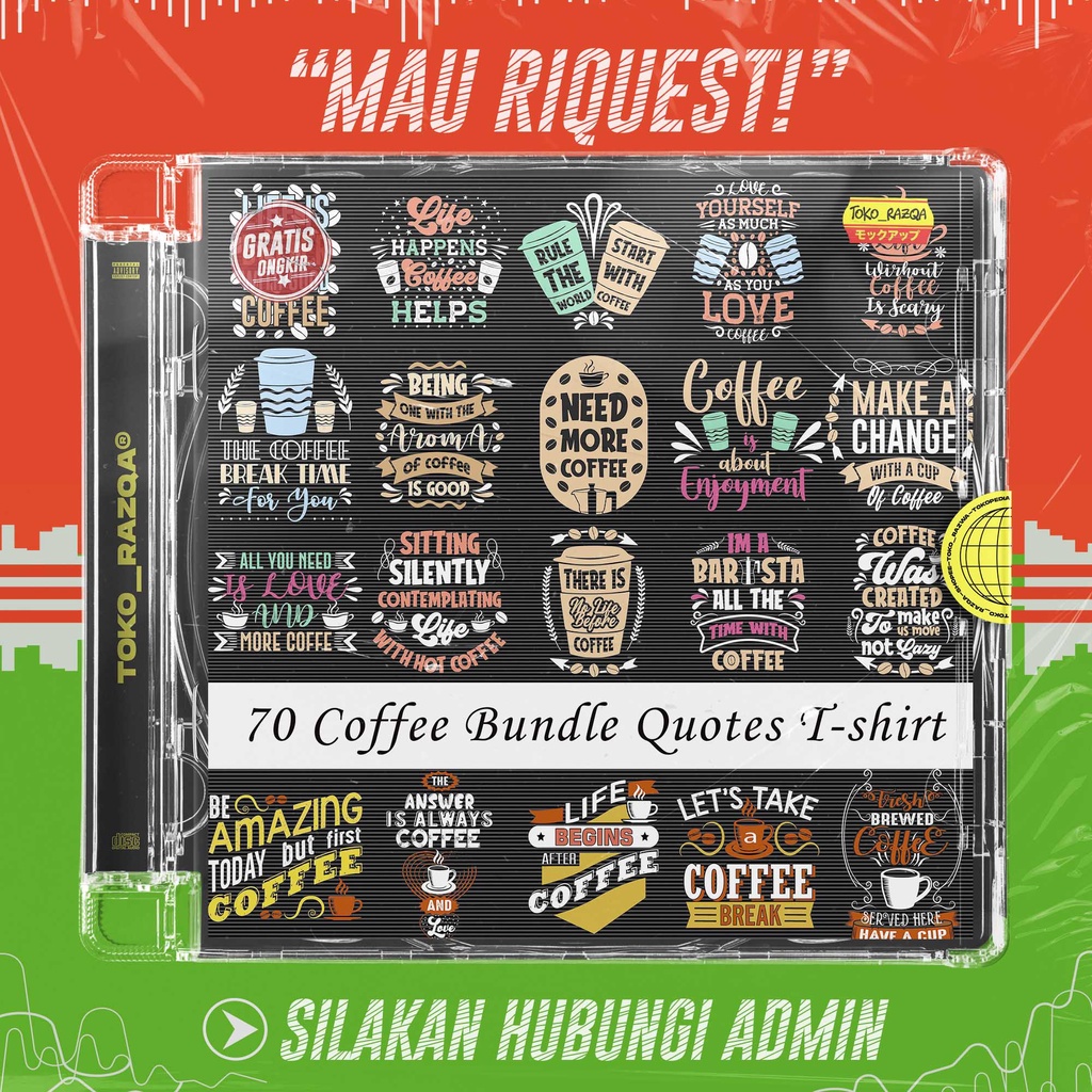 Jual 70 Coffee Bundle Quotes T-shirt Designs - Disain Sablon DTF-DTG ...