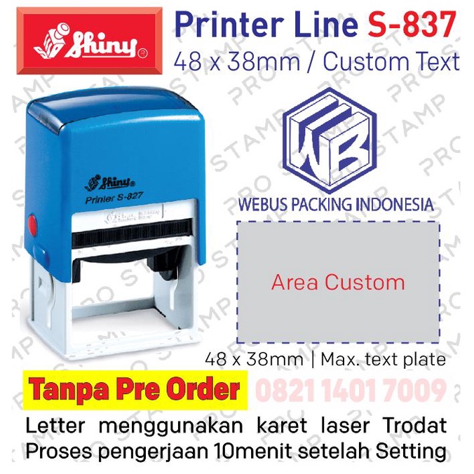 Jual Stempel Shiny S837 / S-837 Otomatis Self Ink Custom Text 48 x 38 mm - | Shopee Indonesia