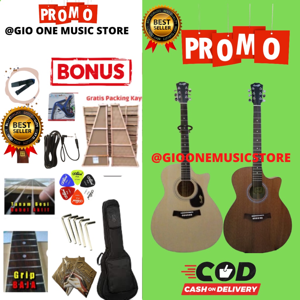 Jual gitar akustik cowboy gwc 235 na/ns dlayer grover bonus senar ...