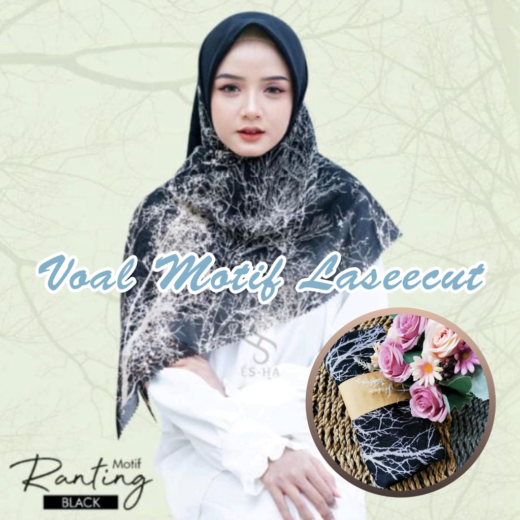 Jual Hijab Segiempat Voal Motif Akar Series / Jilbab Voal Motif ...