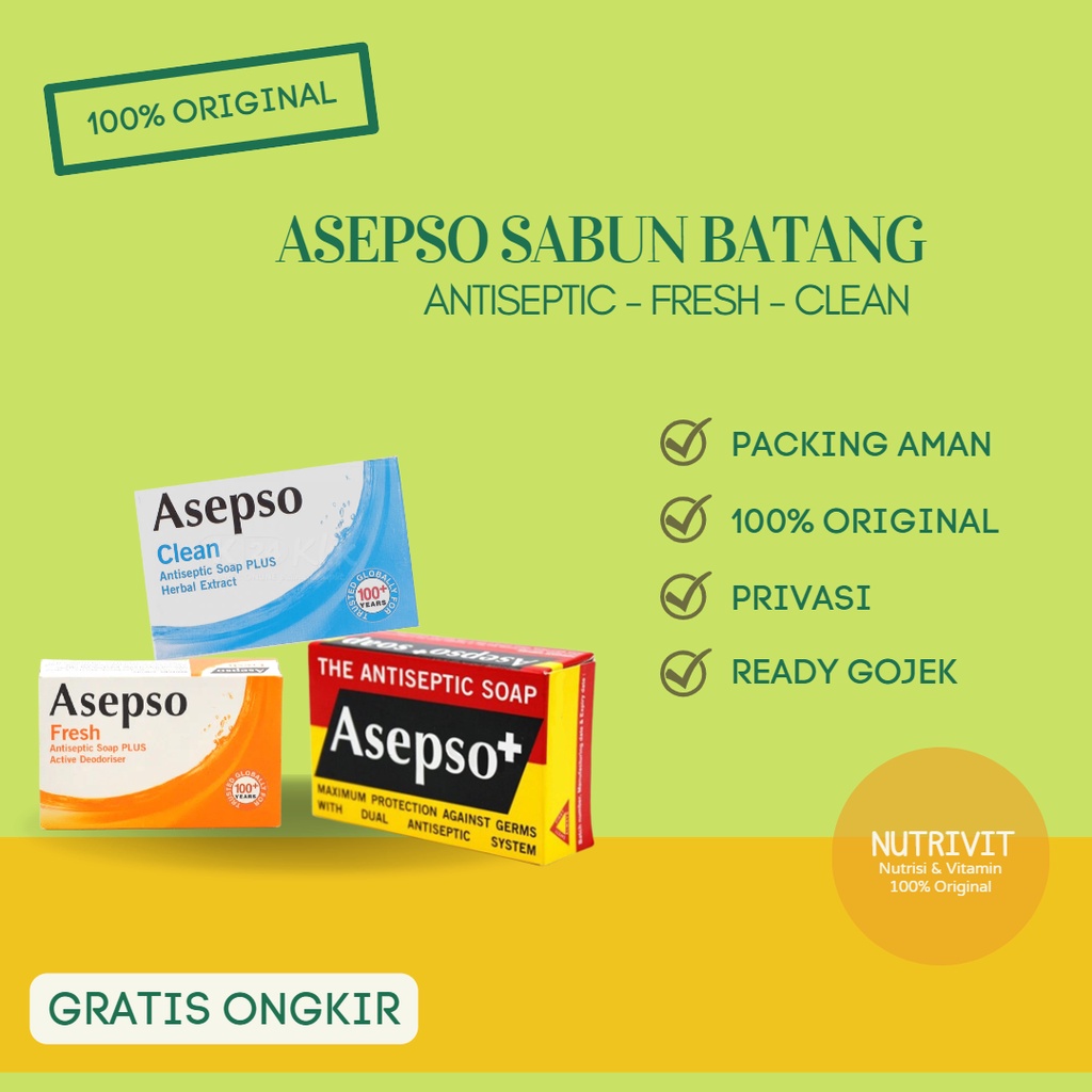 Jual SABUN ASEPSO FRESH / ANTISEPTIC / CLEAN 80 GR | Shopee Indonesia