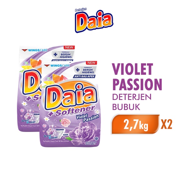 Jual Daia Powder Detergent & Softener Violet Bag 2 x 2,7 kg | Shopee ...