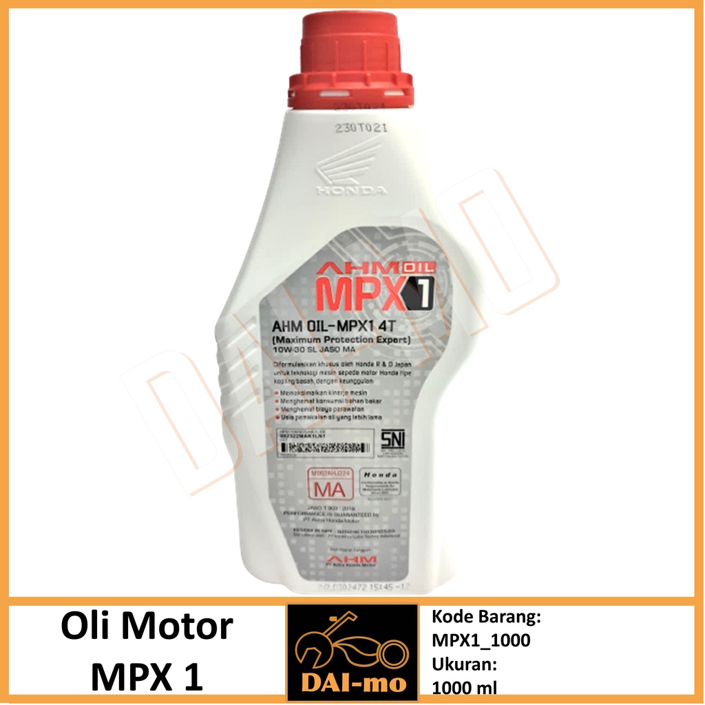 Jual Oli Motor MPX 1 Asli 1L/ MPX1 1000 ml/ 1 liter Honda Asli AHM Original Ori | Shopee Indonesia