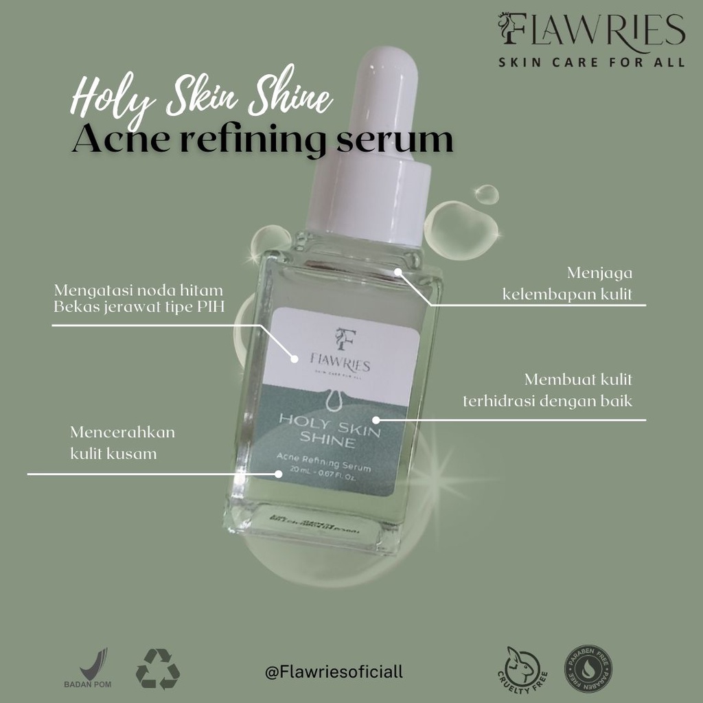 Jual Flawries holy skin shine acne refining serum 20ml | Shopee Indonesia