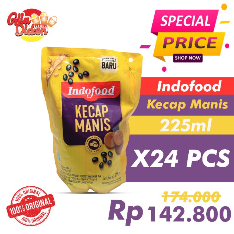Jual Kecap Manis Indofood 225ml Pouch Refill Paket 24pcs | Shopee Indonesia