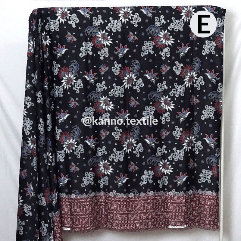 Jual KAIN BATIK HALUS SEMI SUTRA BH105 MOTIF BUNGA WARNA NAVY/PUTIH ...