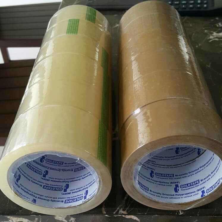 Jual Lakban Plastik OPP Gold Tape 2 inch Warna Bening / Coklat (Core ...