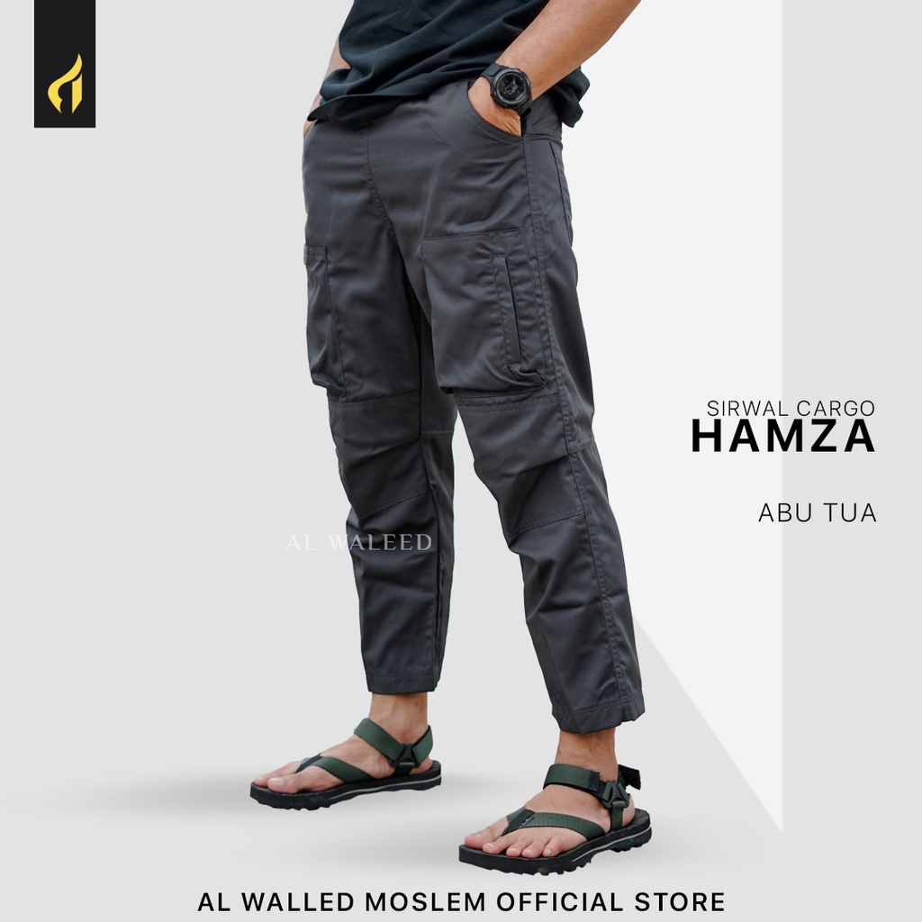 Jual Al Waleed Moslem Celana sirwal cargo Hamza warna Abu Tua | Shopee Indonesia