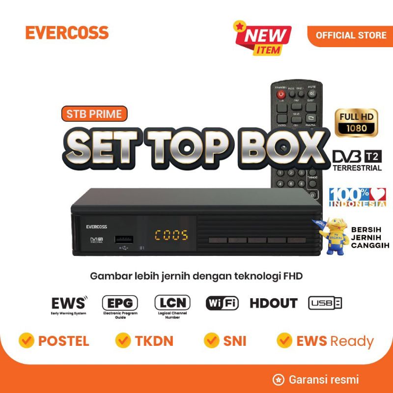 Jual Set Top Box TV digital EVERCROSS Prime Full HD | Shopee Indonesia