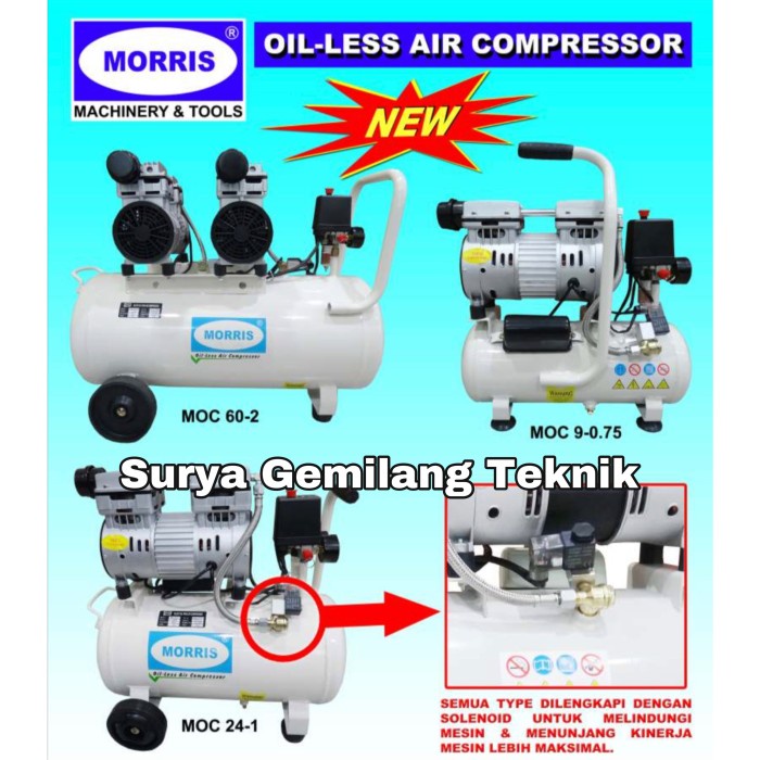 Jual Oilless Air Morris Moc 24-1 Compressor Kompresor Angin 1Hp Listrik ...