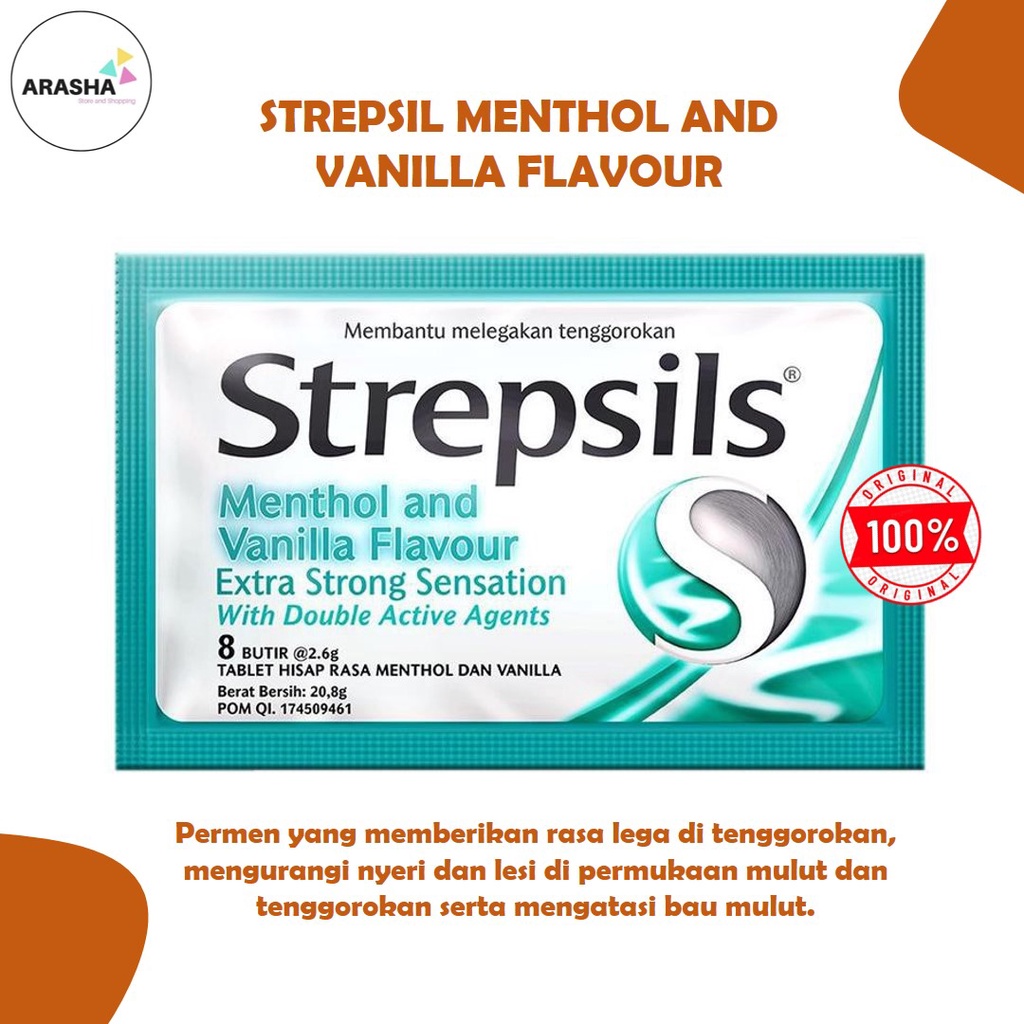 Jual STREPSILS STREPSIL MENTHOL & VANILLA FLAVOUR 8 TABLET - Melegakan ...