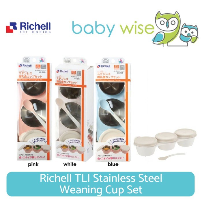 Jual Richell TLI Stainless Steel Weaning Cup Set | Shopee Indonesia