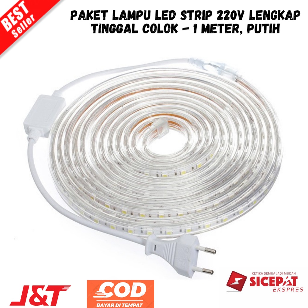 Jual [BAYAR DI TEMPAT] Paket Lampu LED Strip 220V Lengkap Tinggal Colok ...
