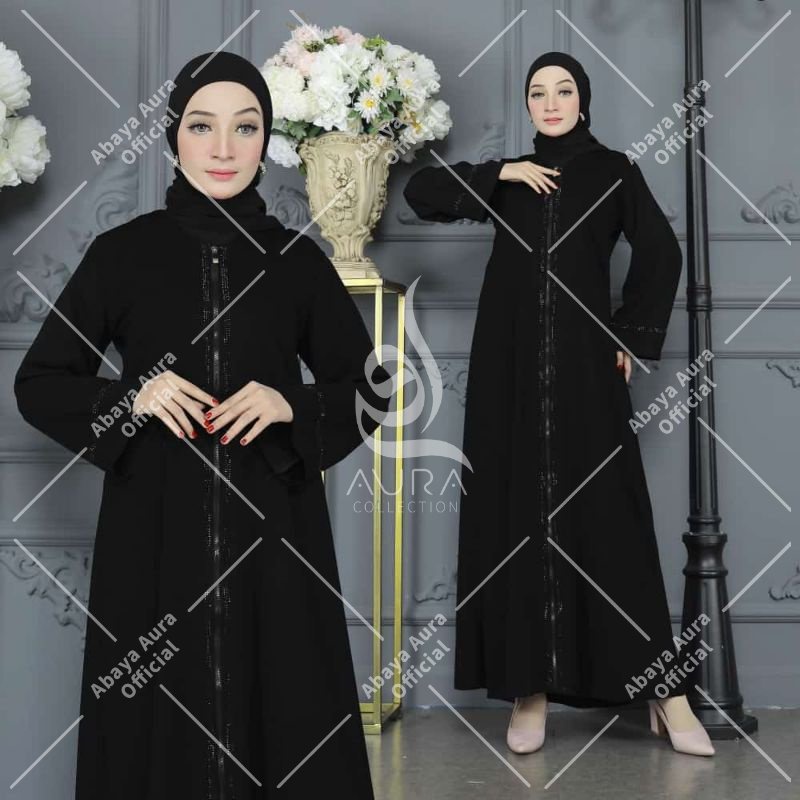 Jual Gamis Abaya Hitam Ziper Black (Busui) | Shopee Indonesia