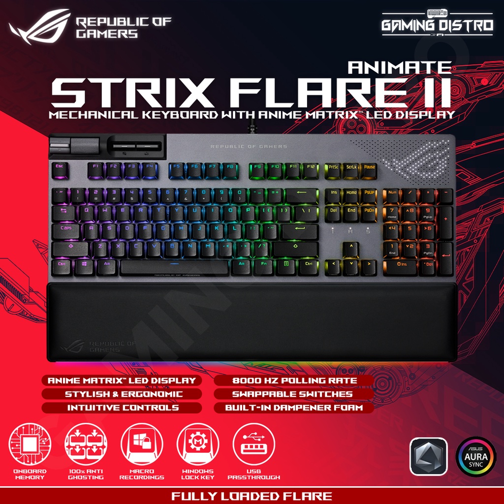 Jual Keyboard Gaming ASUS ROG Strix Flare II Animate 8000 hz CherryMX ...