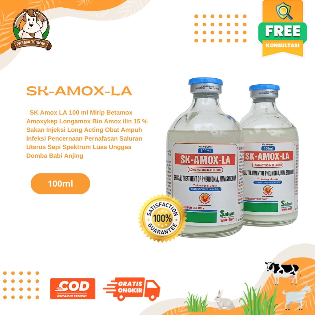 Jual SK AMOX LA 100ML SAKAN - Obat Antibiotik Spektrum Luas Long Acting ...