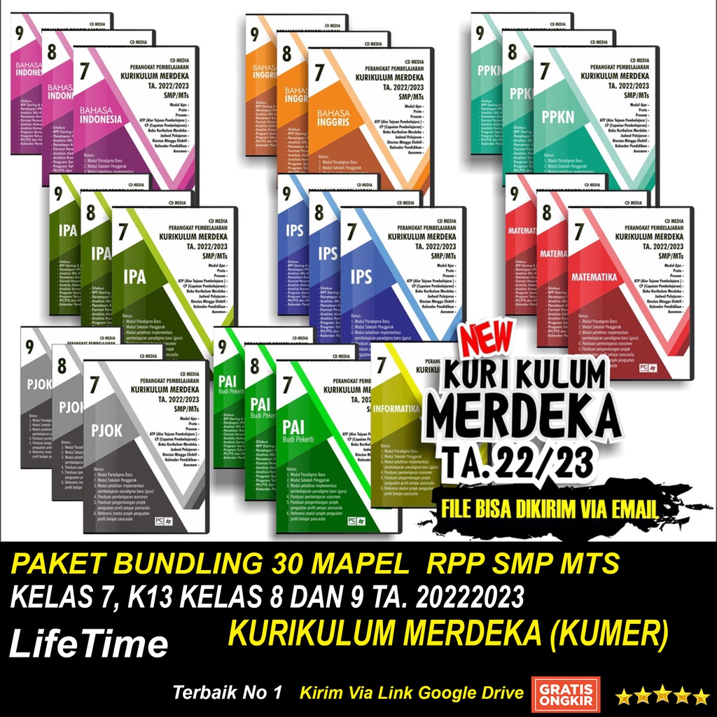 Jual PAKET BUNDLING 30 MAPEL RPP SMP MTS KURIKULUM MERDEKA (KUMER ...