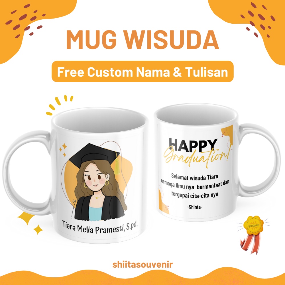 Jual Mug Custom Wisuda Nama Logo Kado Hadiah Wisuda Gift Graduation ...
