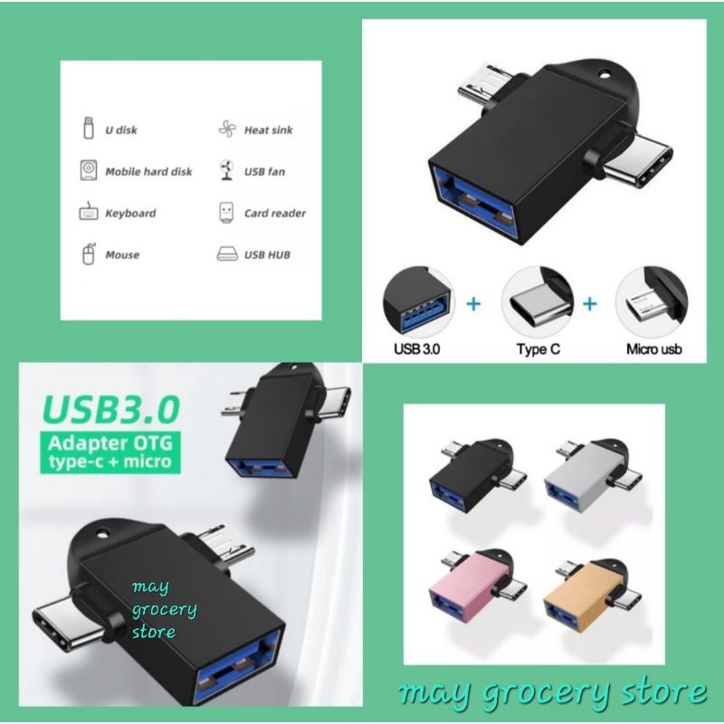 Jual NON KABEL - USB 3.0 to Female Micro & Type-C OTG / OTG 2in1 Micro ...