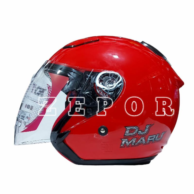 Jual Helm KYT DJ MARU Solid Merah Original SNI DOT Half Face | Shopee Indonesia
