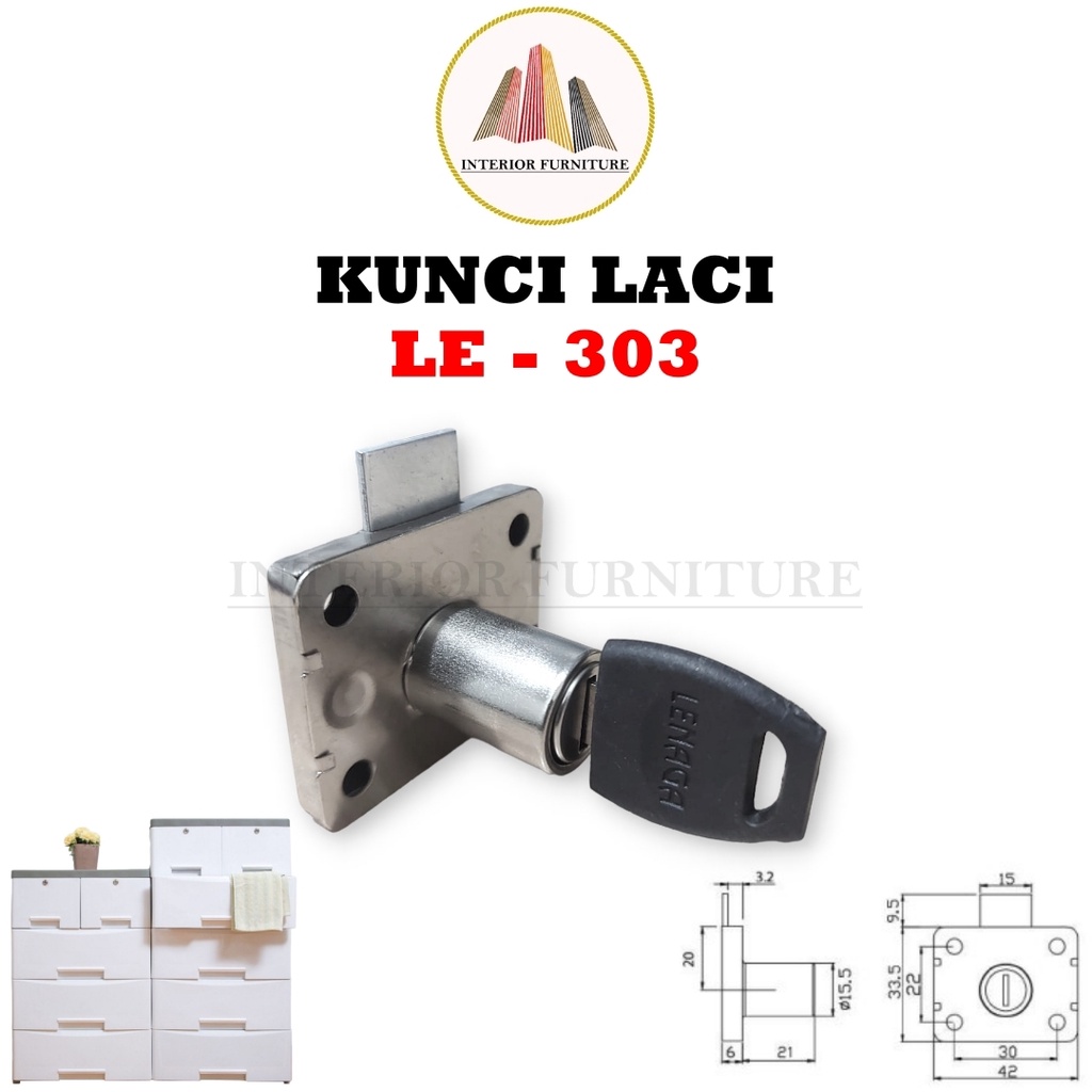 Jual Kunci Laci Lemari Drawer Lock LE - 303 16mm Lenaga Huben Kunci ...