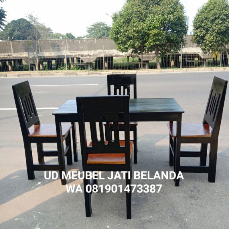 Jual meja cafe. meja resto. meja makan set 4 kursi | Shopee Indonesia