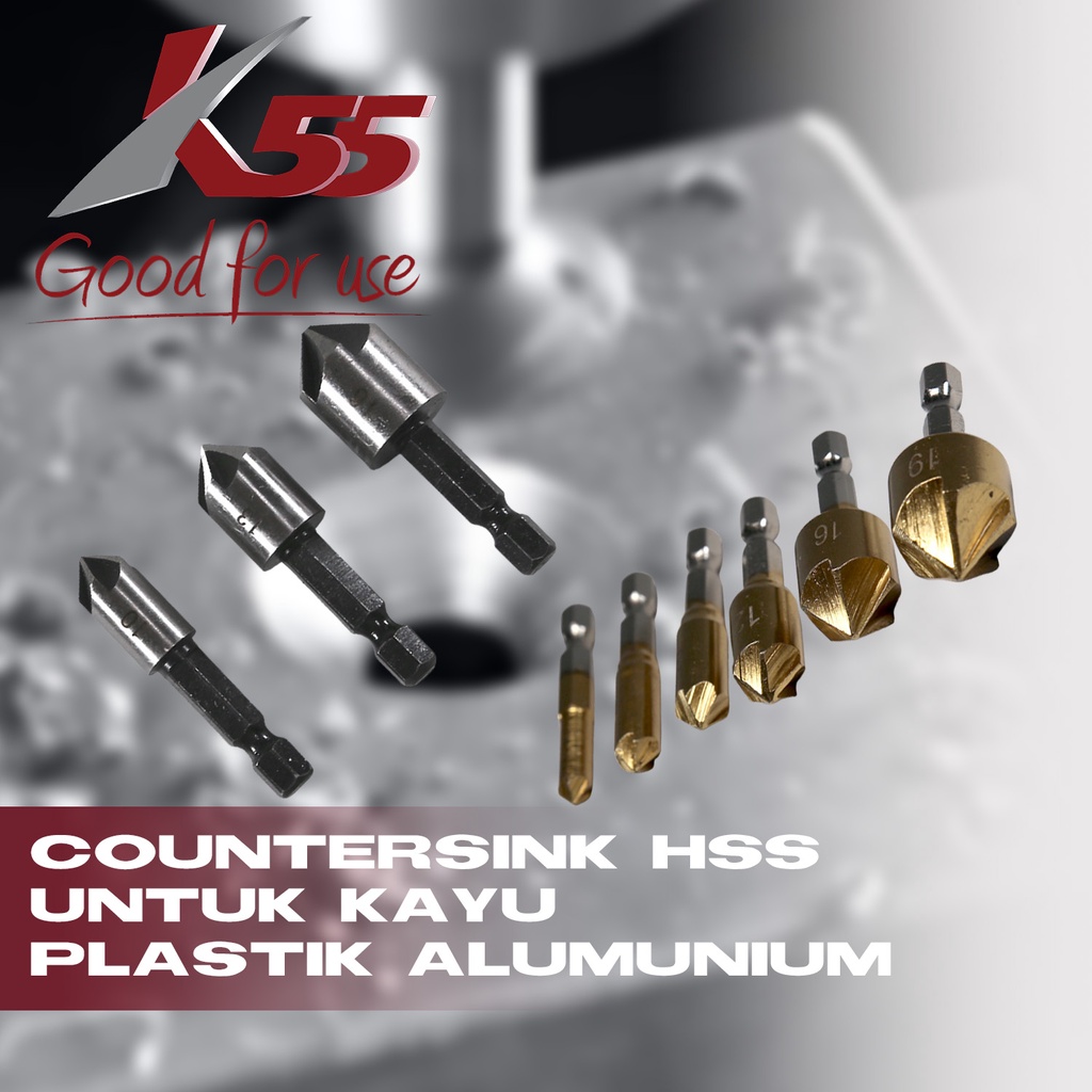 Jual Mata Bor Countersink Drill Bit HSS Kayu Aluminium Plastik PVC Set ...