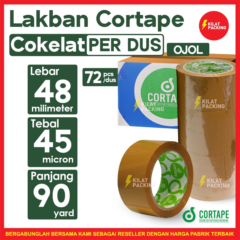 Jual Lakban Cortape Isolasi Coklat 48mm x 90 yard 1 Dus-GOJEK/GRAB ...