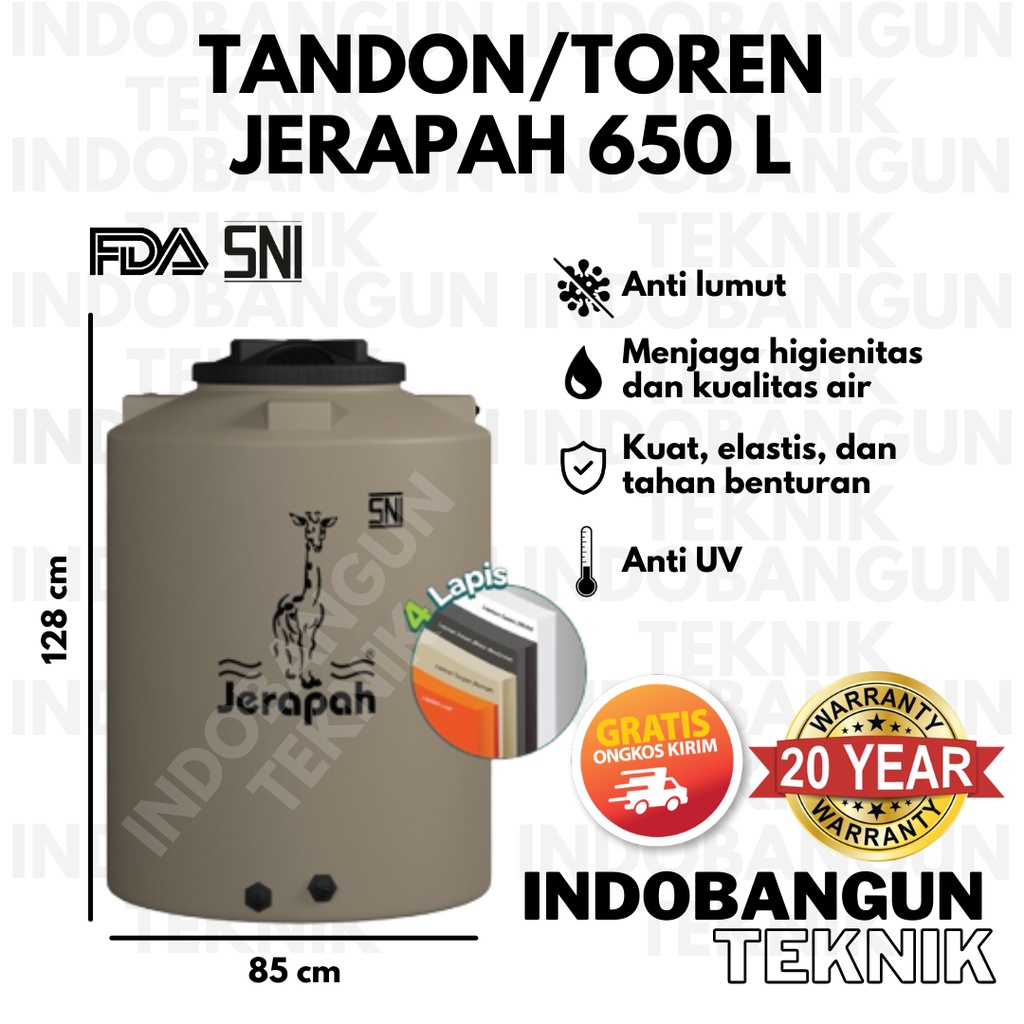 Jual Tandon Air Toren Air Tangki Air Jerapah TB 700 650 Liter Anti ...