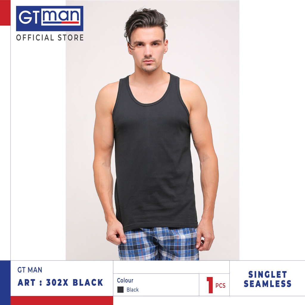 Jual GT MAN- SINGLET SEAMLESS BLACK- 302X-SL-BL | Shopee Indonesia