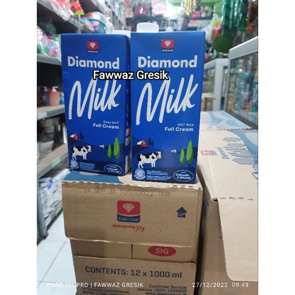Jual Susu Diamond UHT Full Cream Susu 1 Dus karton isi 12 liter | Shopee Indonesia