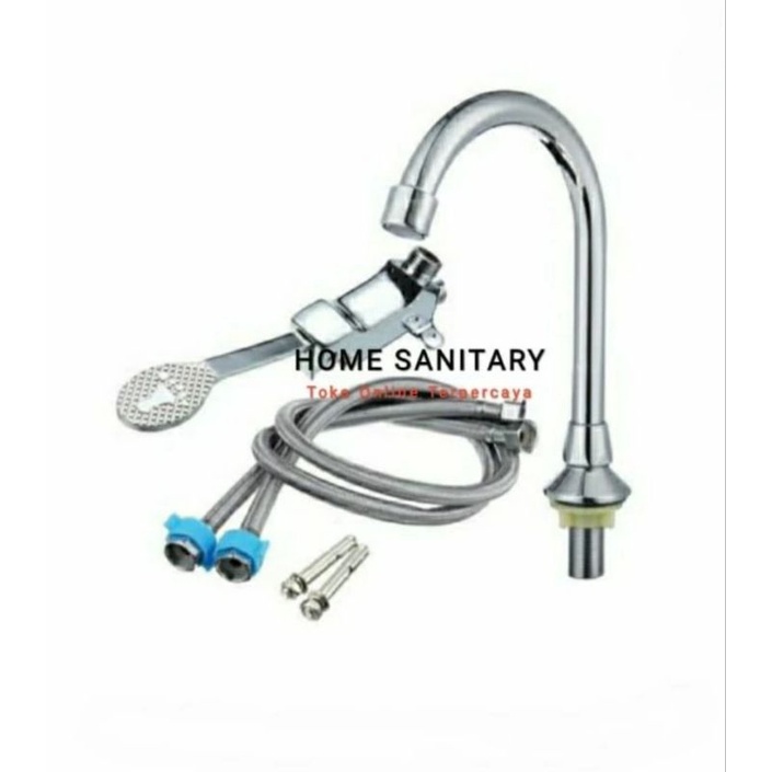 Jual Kran Wastafel Injak Kran Cuci Tangan Model Injak Kuningan | Shopee ...