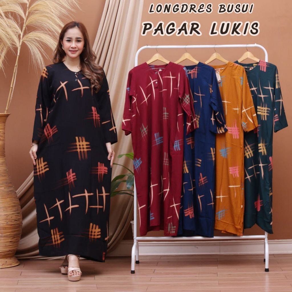 Jual Daster Lukis Panjang Longdress Santung Rayon Kekinian Daster ...