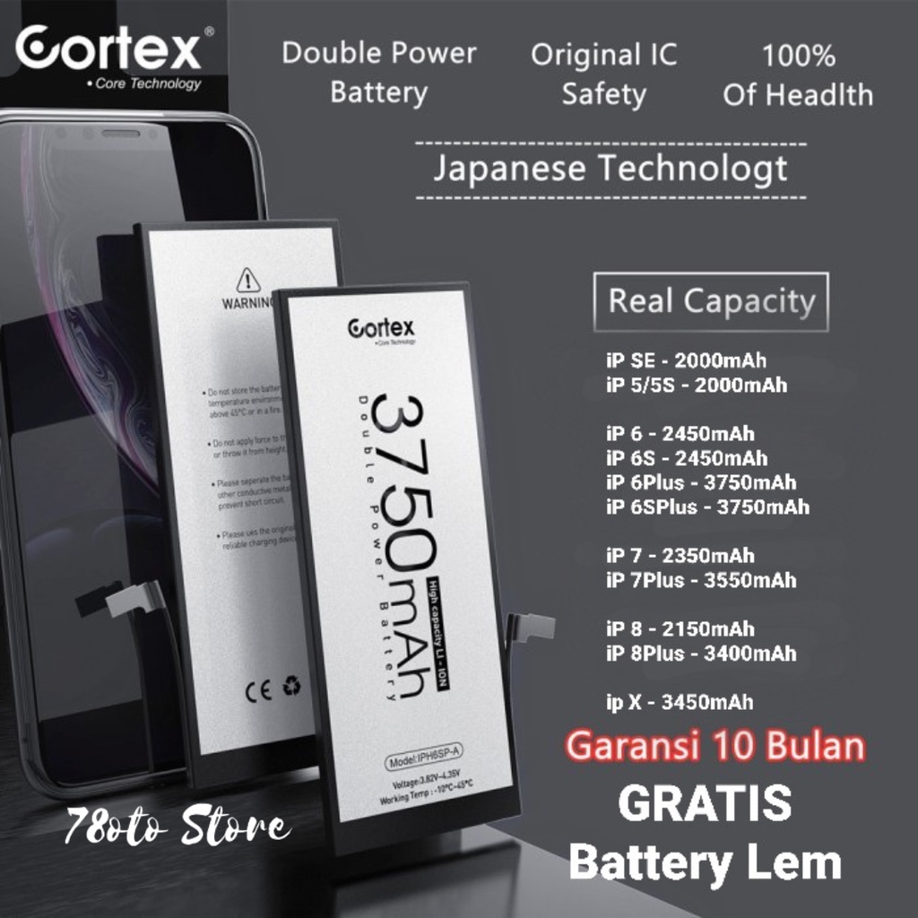 Jual Batre baterai iphone 6/6S/6Plus/6SPlus double power cortex Original | Shopee Indonesia